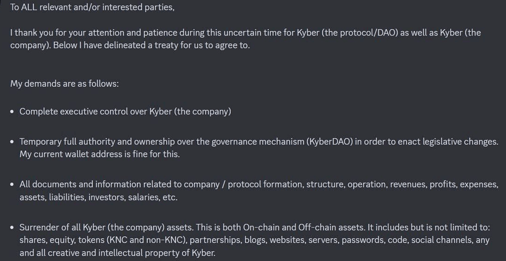 Kyber Network hacked. Check out the hacker's demands - Cryptocurrency ...